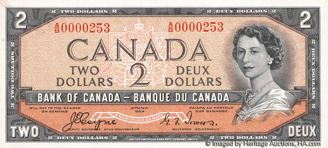 2 Dollars Type 1954 Devil's Face | Canada - The banknote Numizon catalog