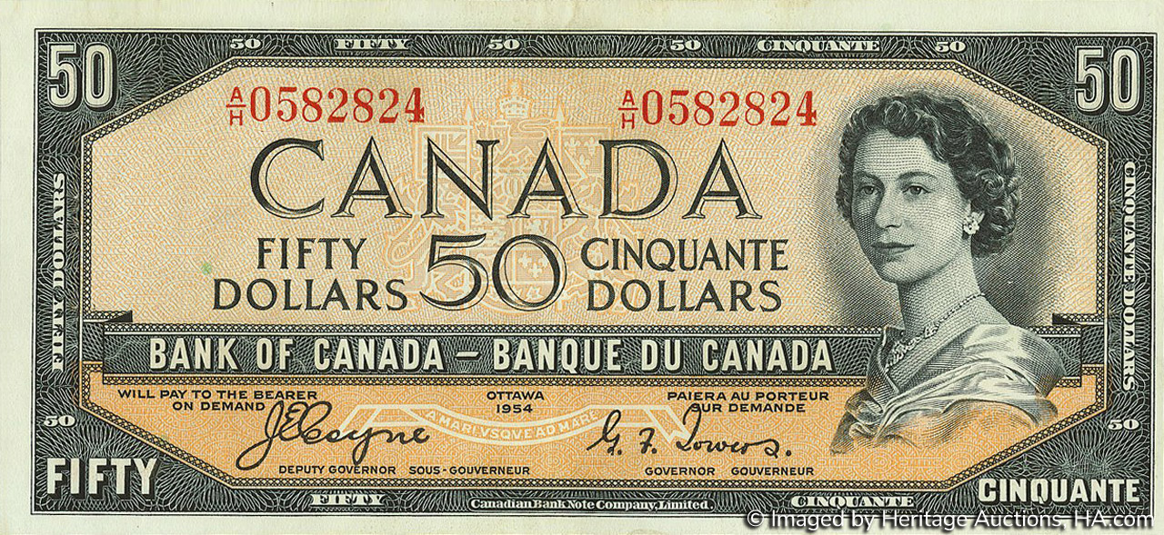 50 Dollars Type 1954 Devil's Face | Canada - The banknote Numizon catalog