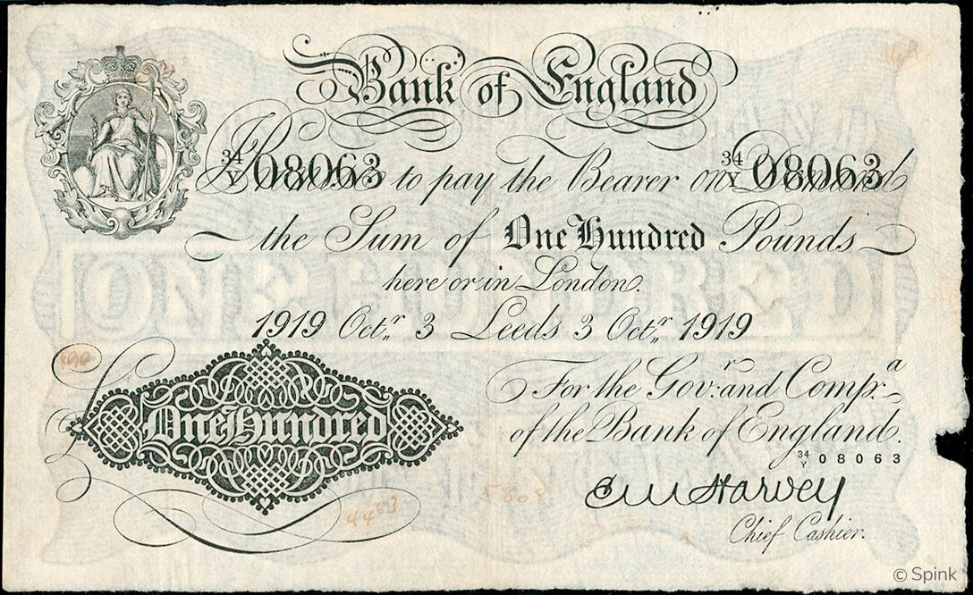 England 100 pounds type 1918 | England - The banknote Numizon catalog