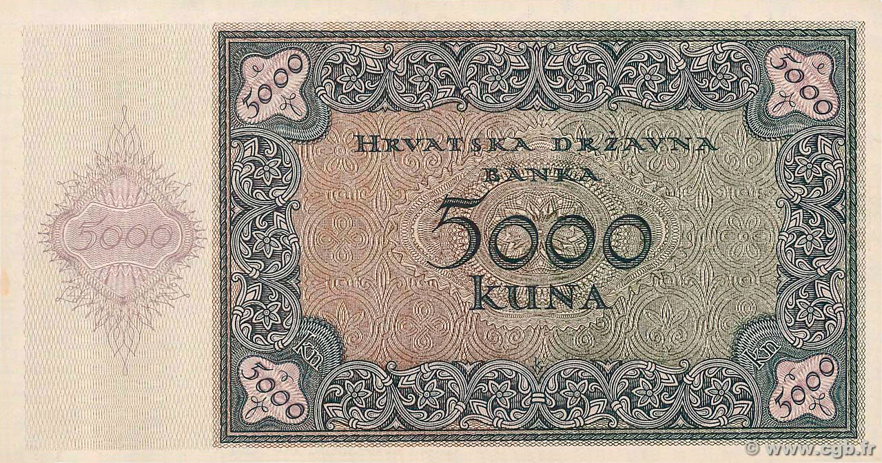 5000 kuna Type 1943 Croatie | Croatie - Le catalogue Numizon