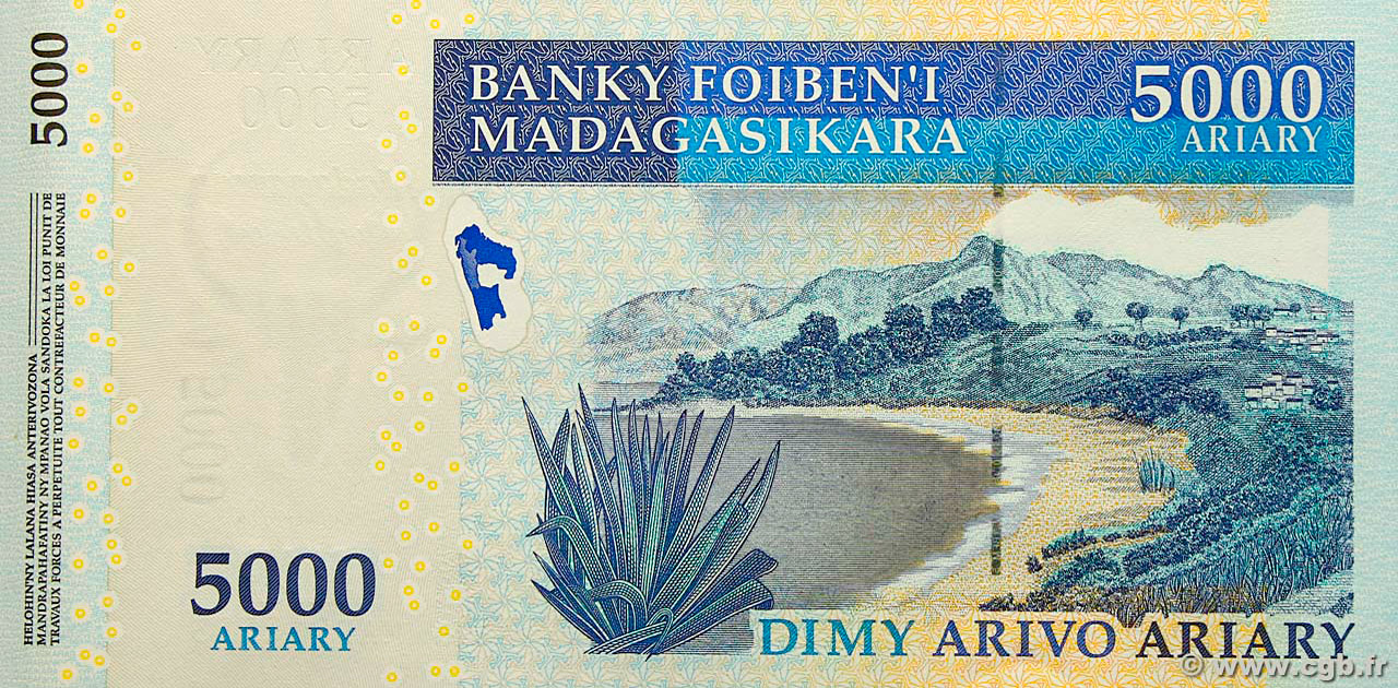 5000 Ariary Type 2007 Madagascar | Madagascar - The banknote Numizon ...