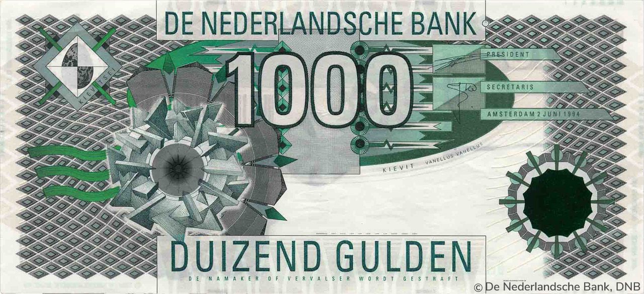 1000 gulden Type 1994 Kievit | Netherlands - The banknote Numizon catalog