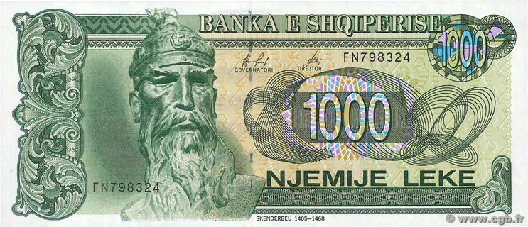 Albania 1,000 leke type 1995 | Albania - The banknote Numizon catalog