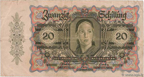 Austria 20 schilling type 1946 | Austria - The banknote Numizon catalog
