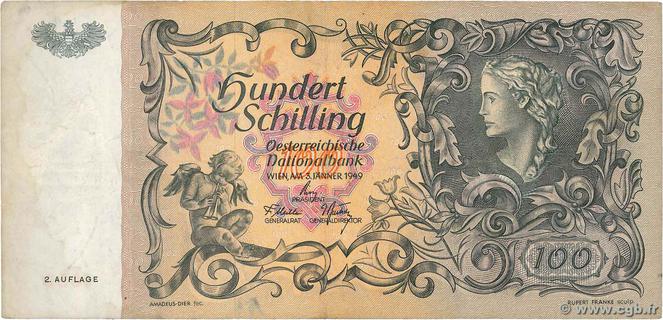 Austria 100 schilling type 1949 | Austria - The banknote Numizon catalog