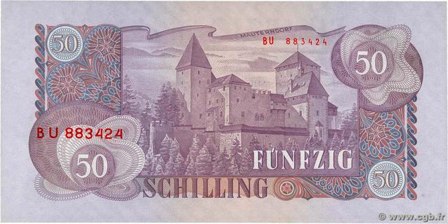 Austria 50 schilling type 1962 | Austria - The banknote Numizon catalog