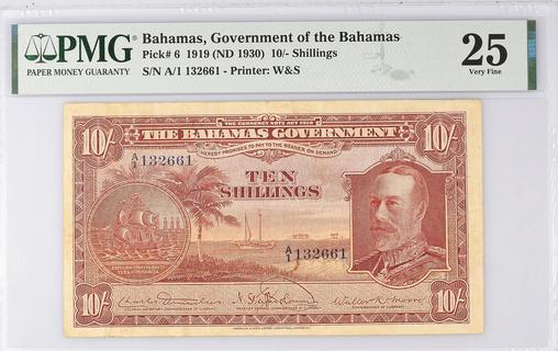 Bahamas 10 shillings type 1919 | Bahamas - The banknote Numizon catalog