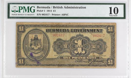 Bermuda 1 pound type 1914 | Bermuda - The banknote Numizon catalog