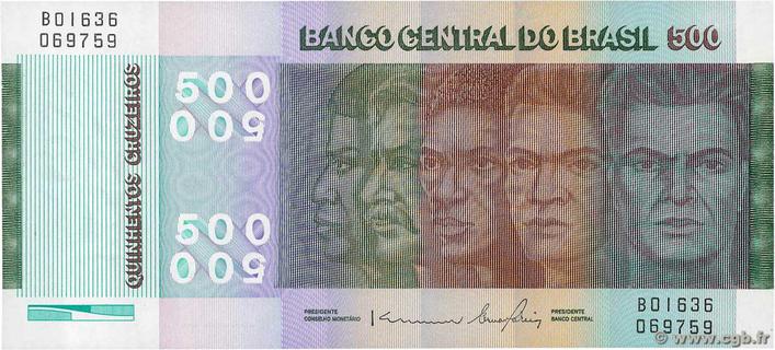 Brazil 500 cruzeiros | Brazil - The banknote Numizon catalog
