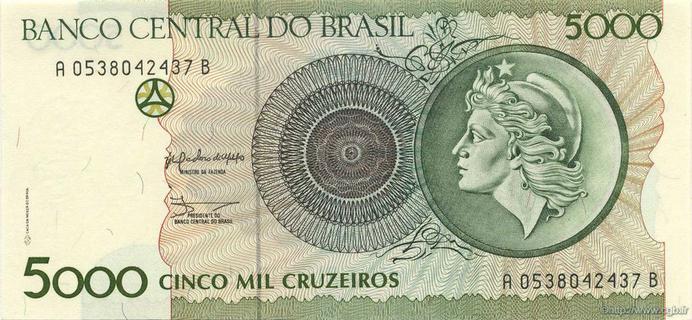 Brazil 5000 cruzeiros | Brazil - The banknote Numizon catalog