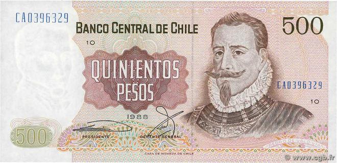 Chile 500 pesos type 1977 | Chile - The banknote Numizon catalog