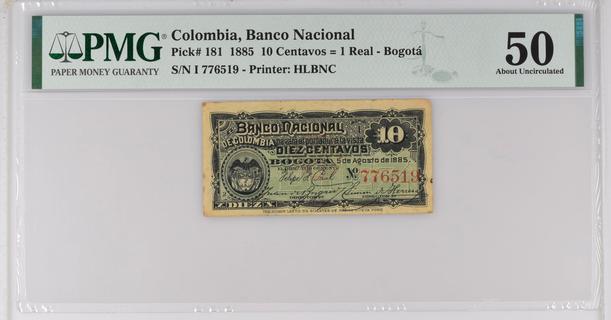 Colombia 10 Centavos = 1 Real type 1885 | Colombia - The banknote ...