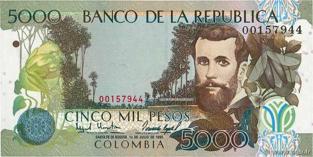 Colombia 5,000 pesos type 1995 | Colombia - The banknote Numizon catalog