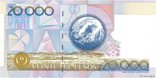 Colombia 20,000 pesos type 1996 | Colombia - The banknote Numizon catalog