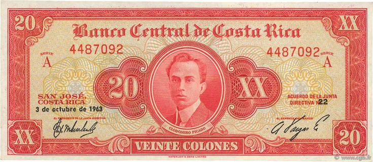 Costa Rica 20 colones type 1952 | Costa Rica - The banknote Numizon catalog