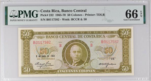 Costa Rica 50 colones type 1965 | Costa Rica - The banknote Numizon catalog