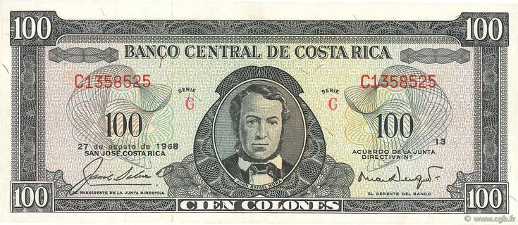 Costa Rica 100 colones type 1966 | Costa Rica - The banknote Numizon ...