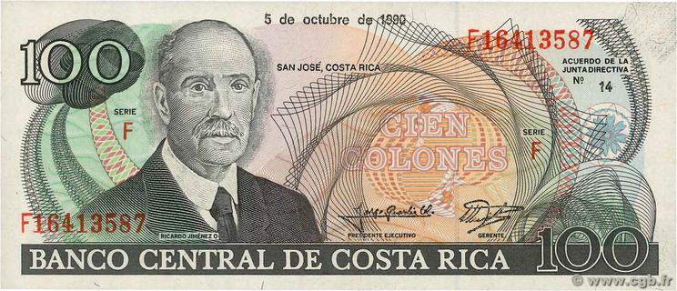 Costa Rica 100 colones type 1988 | Costa Rica - The banknote Numizon ...