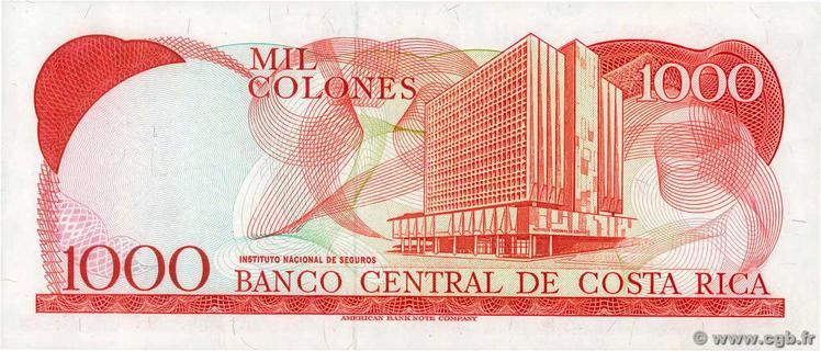 Costa Rica 1000 colones type 1986 | Costa Rica - The banknote Numizon ...