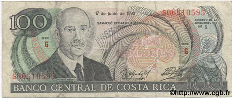 Costa Rica 100 colones type 1992 | Costa Rica - The banknote Numizon ...