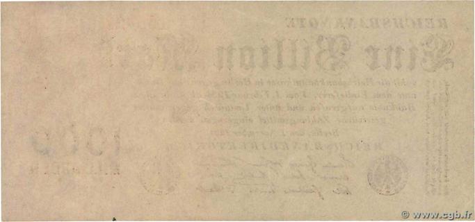 Reichsbanknotes 1 trillion mark type 1923 | Germany (1918-1933) - The ...