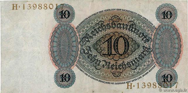 Germany 10 reichsmark type 1924 | Germany (1918-1933) - The banknote ...