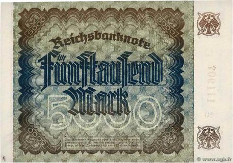 Reichsbanknotes 5,000 mark type 1922 | Germany (1918-1933) - The ...