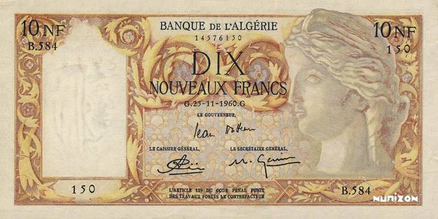 Algeria 10 NF type 1959 "Isis" | Algeria - The banknote Numizon catalog