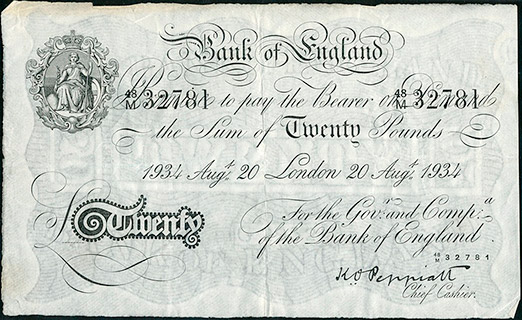 England 20 pounds type 1934 | England - The banknote Numizon catalog