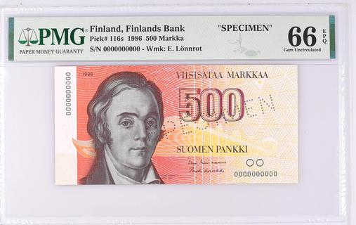 Finland 500 Markka type 1986 | Finland - The banknote Numizon catalog