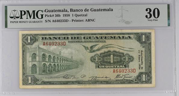 Guatemala 1 quetzal type 1957 | Guatemala - The banknote Numizon catalog
