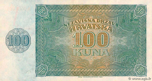 Croatia 100 kuna Type 1941 | Croatia - The banknote Numizon catalog