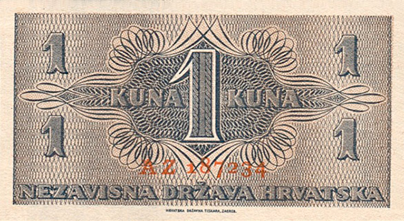 Croatia 1 kuna Type 1942 | Croatia - The banknote Numizon catalog
