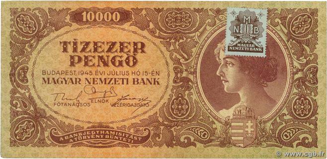 Hungary 10000 pengo type 1945 | Hungary - The banknote Numizon catalog
