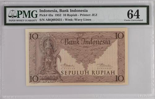 Indonesia 10 rupiah type 1952 | Indonesia - The banknote Numizon catalog