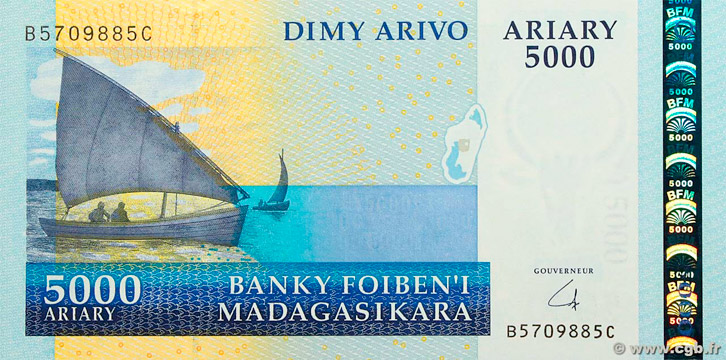 5,000 Ariary Type 2015 Madagascar | Madagascar - The banknote Numizon ...