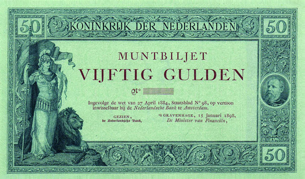 50 gulden Type 1884 muntbiljet | Netherlands - The banknote Numizon catalog