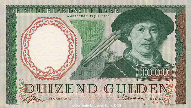 1000 gulden Type 1956 Rembrandt | Netherlands - The banknote Numizon ...