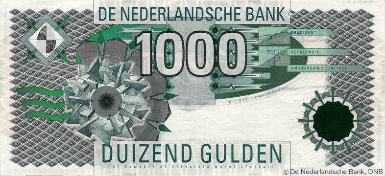 1000 gulden Type 1994 Kievit | Netherlands - The banknote Numizon catalog
