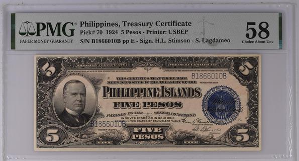 Philippines 5 pesos type 1924 | Philippines - The banknote Numizon catalog