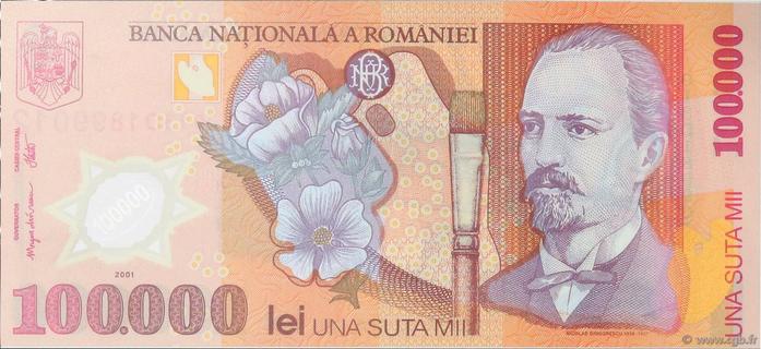 Romania 100000 lei type 2001 | Romania - The banknote Numizon catalog