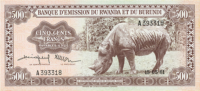 Rwanda's banknotes - The banknote Numizon catalog