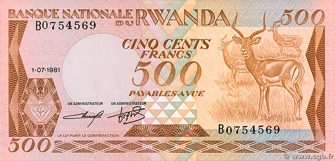 Rwanda's banknotes - The banknote Numizon catalog