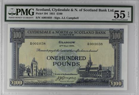 Scotland 100 pound type 1951 | Scotland - The banknote Numizon catalog