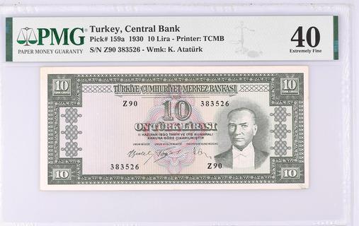 Turkey 10 turk lirasi type 1930 | Turkey - The banknote Numizon catalog