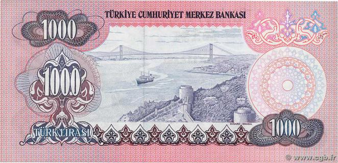 Turkey 1000 turk lirasi type 1970 | Turkey - The banknote Numizon catalog