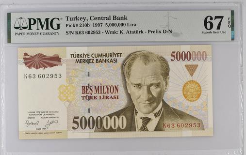 Turkey 5000000 turk lirasi type 1970 | Turkey - The banknote Numizon ...
