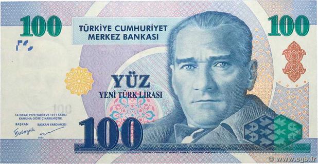Turkey 100 yeni turk lirasi type 2005 | Turkey - The banknote Numizon ...