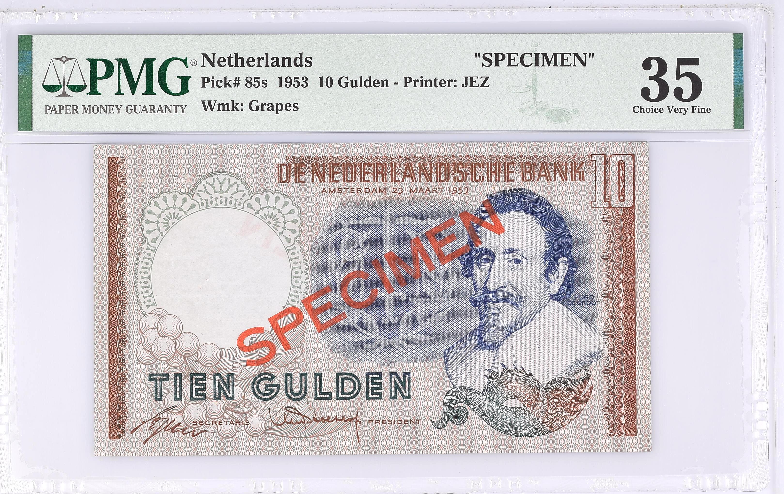 10 gulden Type 1953 Hugo de Groot | Netherlands - The banknote Numizon ...
