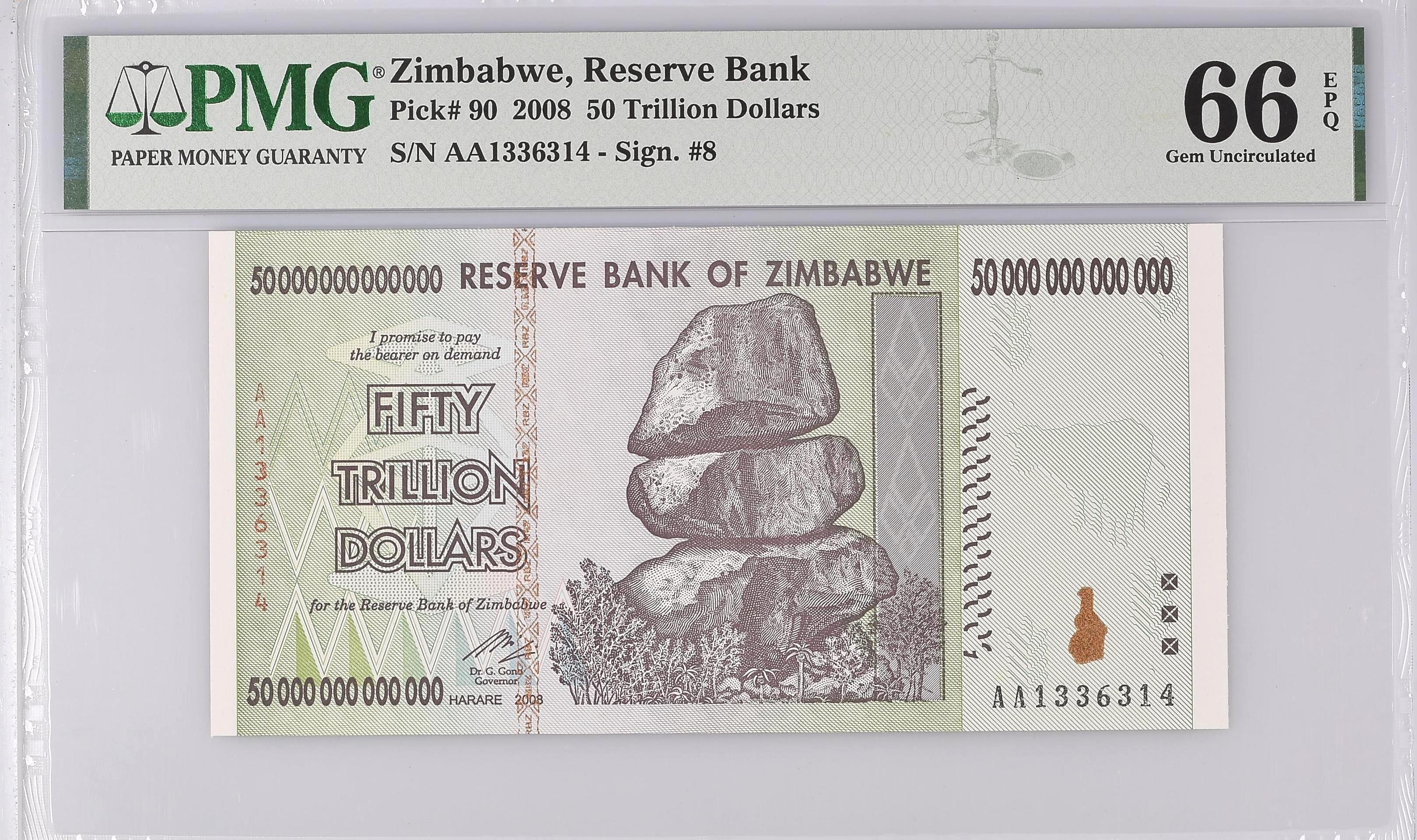 Banknote 500 trillion dollars type 2008 Zimbabwe | 2008 AA1336314 ...